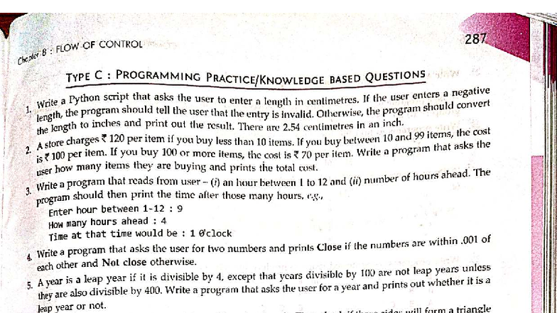 287 Chapter 8: Flow of Control Type C - Python Programming Questions ...