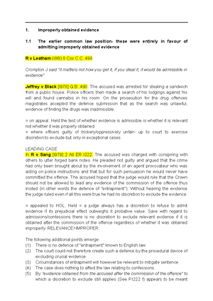 Criminal Litigation & Evidence Workshop 8: Identifying Key Issues - Studocu