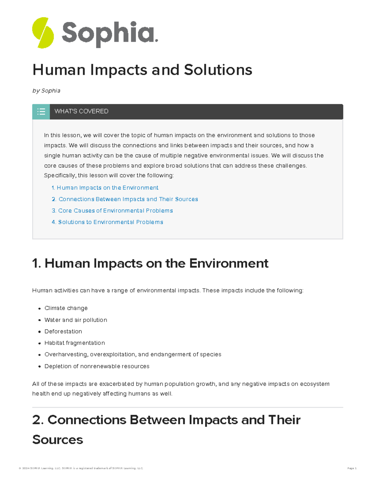 Human Impacts on Environment & Solutions - Lesson 4 - Studocu