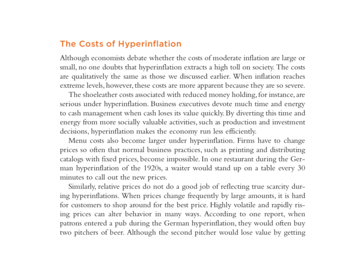 The Costs of Hyperinflation - MACRO ECONOMICS - Studocu