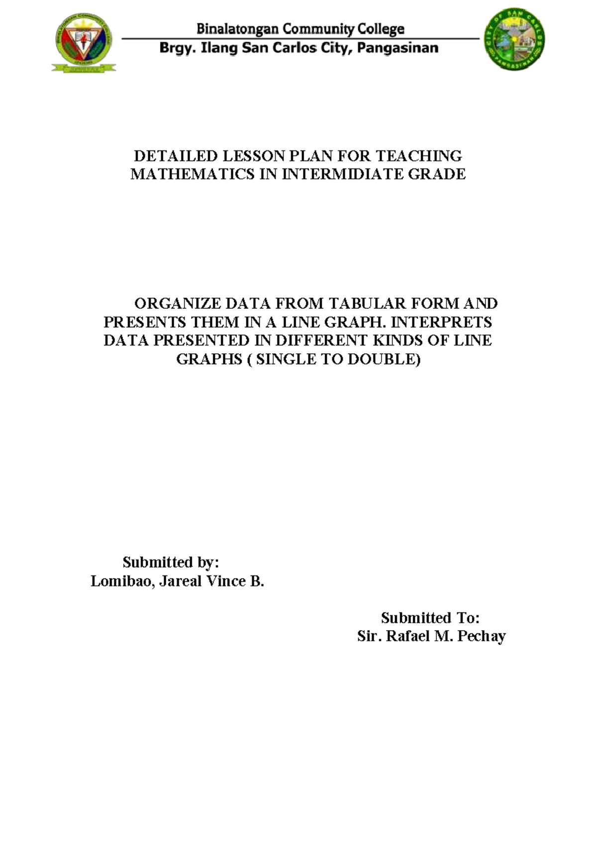 Detailed Lesson Plan for Teaching Math: Organizing Data & Line Graphs ...
