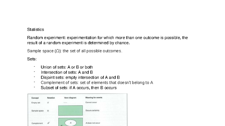 Statistics Summary: Key Concepts and Probability Distributions ...