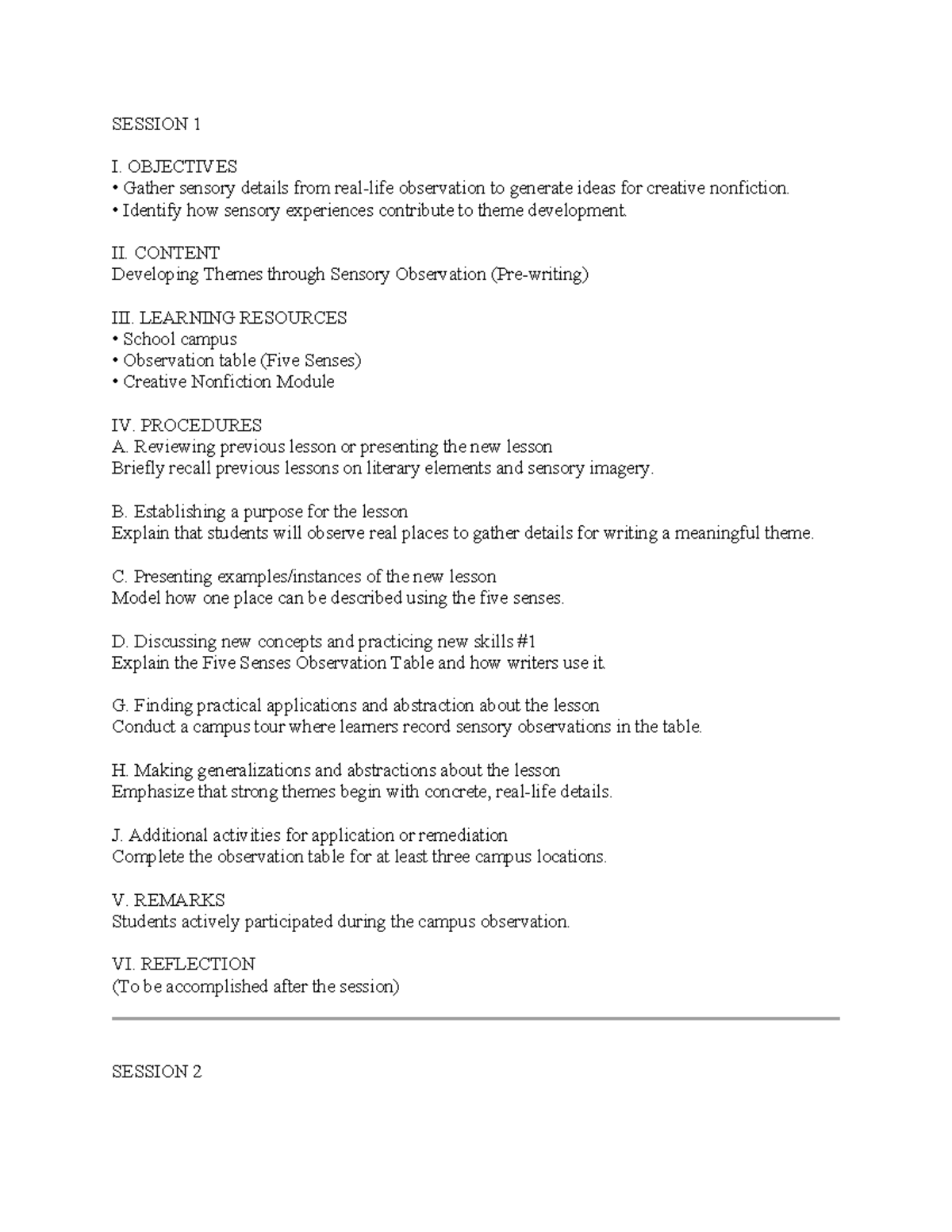 Creative Nonfiction: Developing Themes through Sensory Observation ...