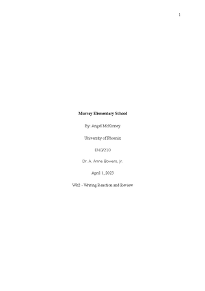 English 210 week 2 Writing Reaction and Review - Writing Reaction and ...