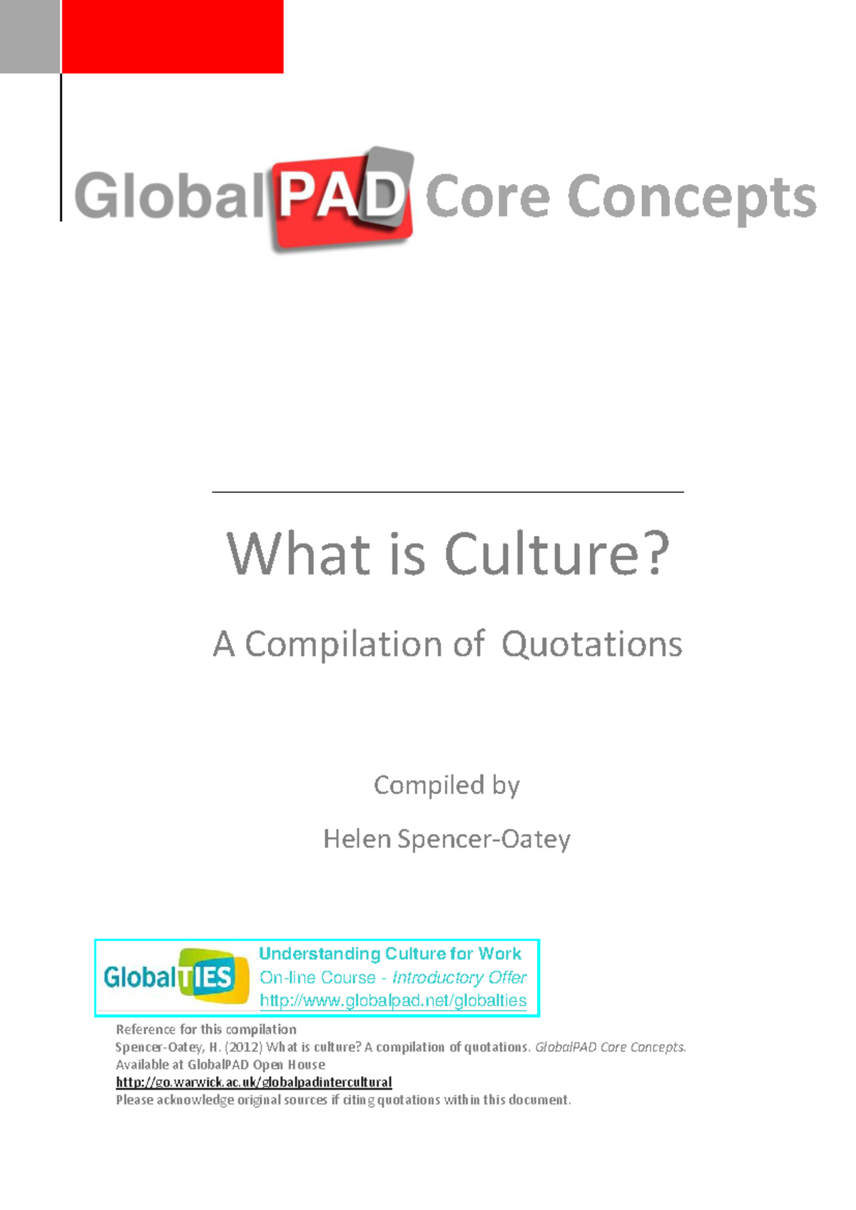 Core Concepts: Understanding Culture for Work (Course Code: H) - Studocu