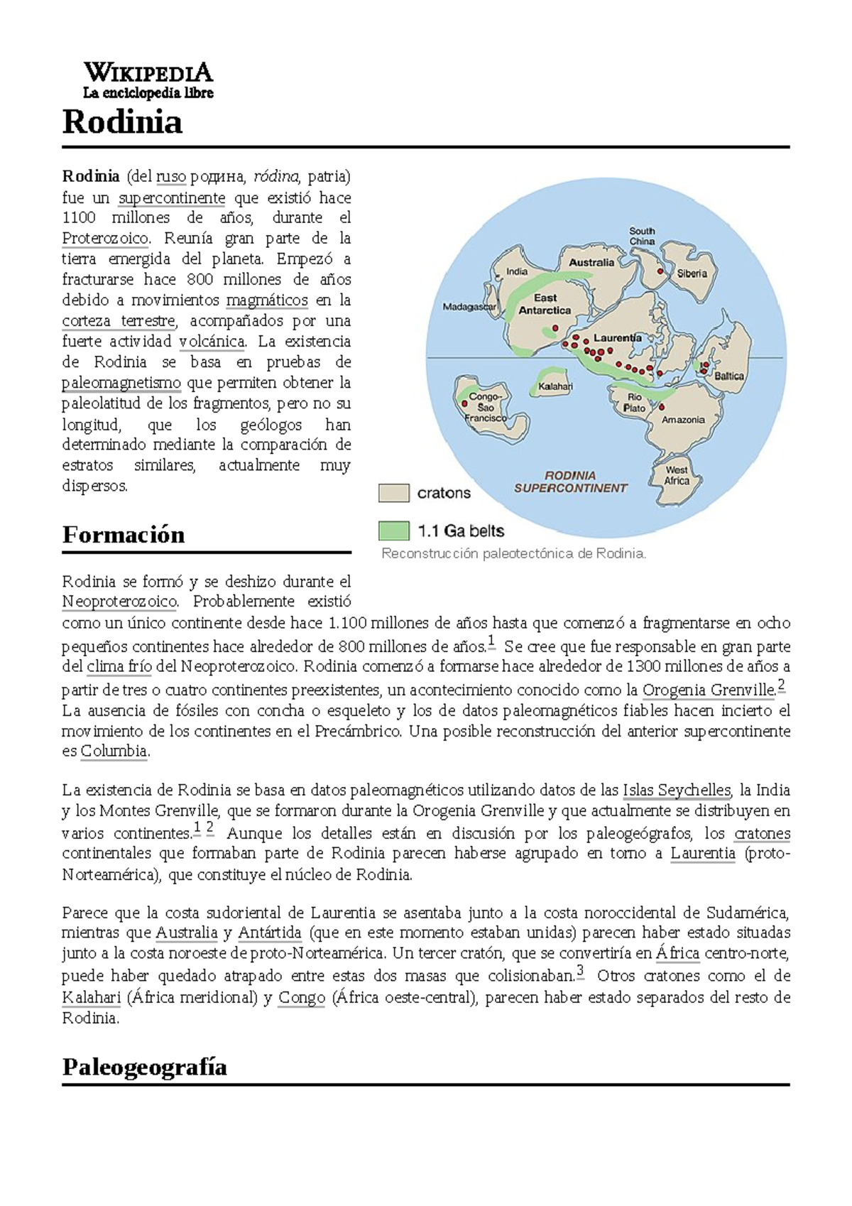 Rodinia: Reconstrucción Paleotectónica y Clima del Proterozoico - Studocu