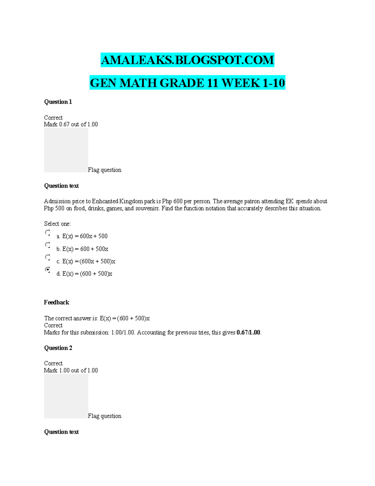 Genmath- Answers - Gen math source oed - AMALEAKS.BLOGSPOT GEN MATH GRADE 11 WEEK 1- Question 1 ...