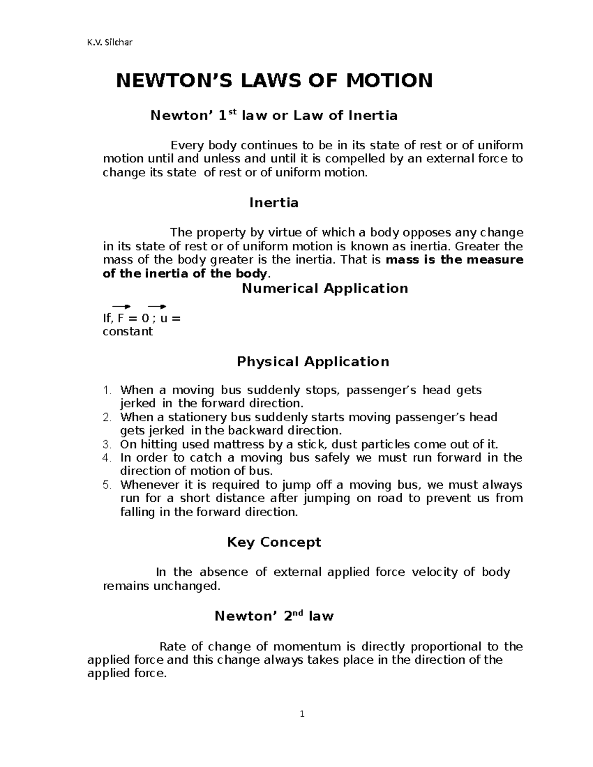 Physics Notes: 11 - Laws of Motion Explained (Newton's Laws) - Studocu