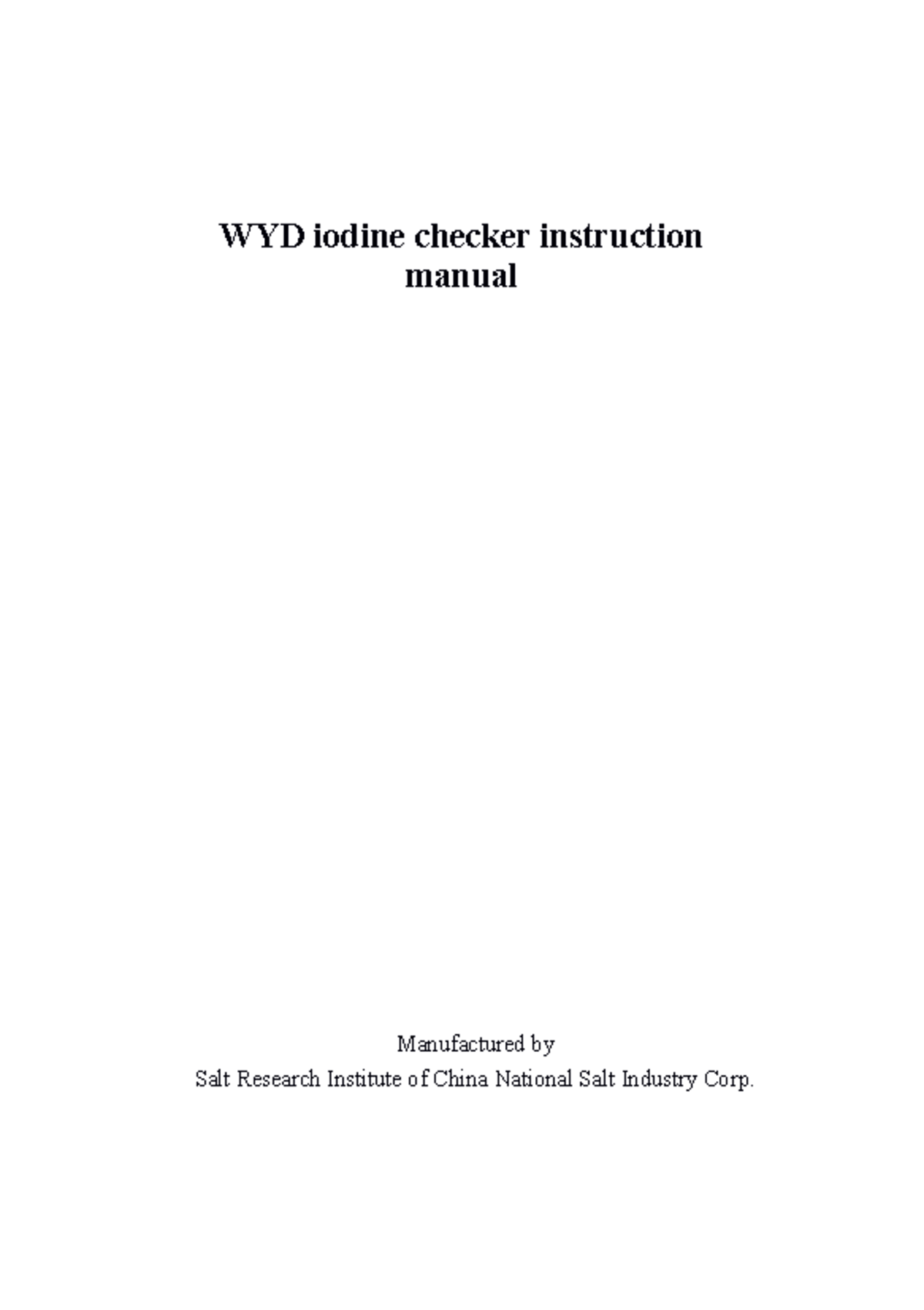 Salt Iodine WYD Iodine Checker Instruction Manual - WYD iodine checker ...