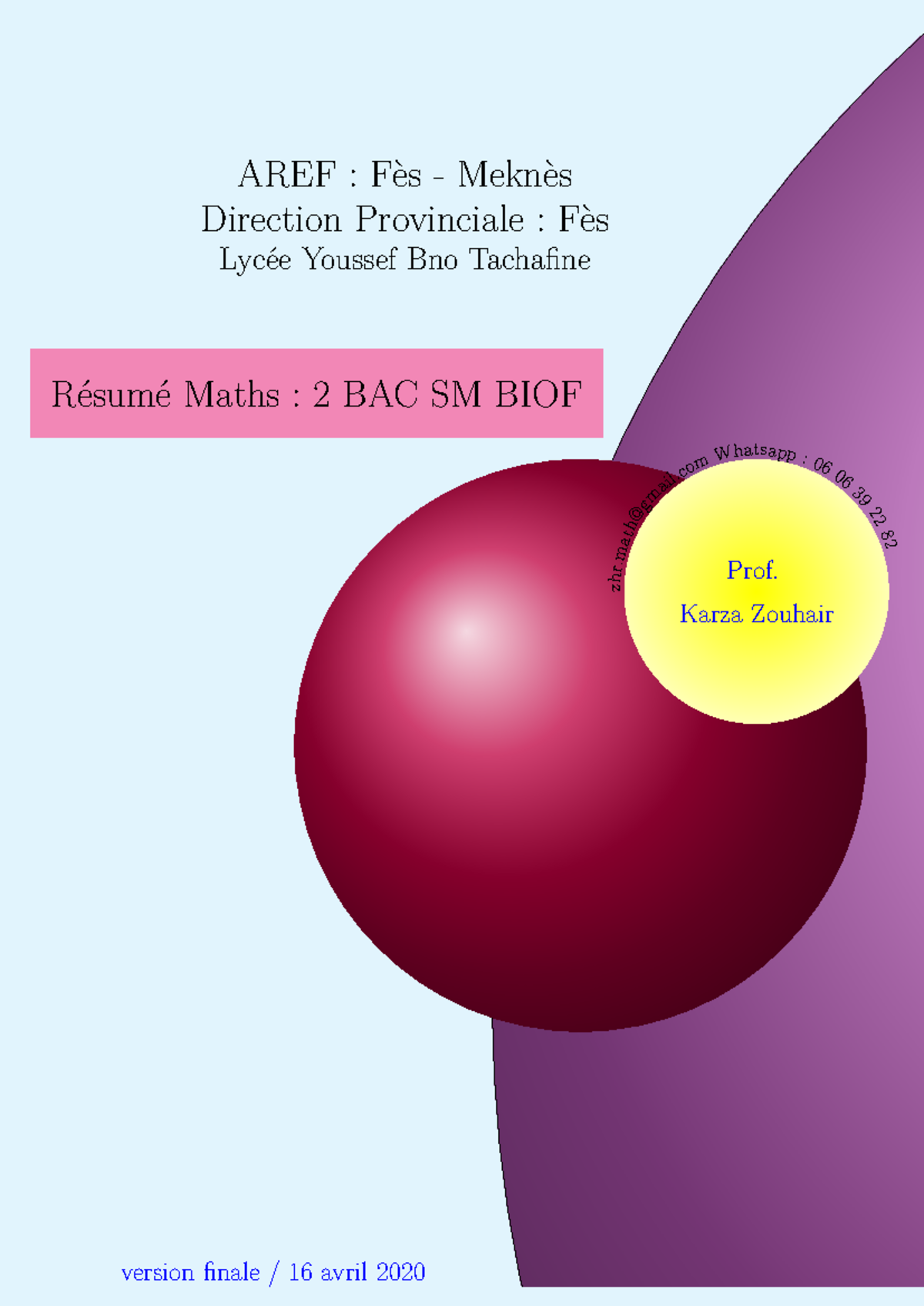 Résumé final de Mathématiques pour BAC SM BIOF - 16 Avril 2020 - Studocu