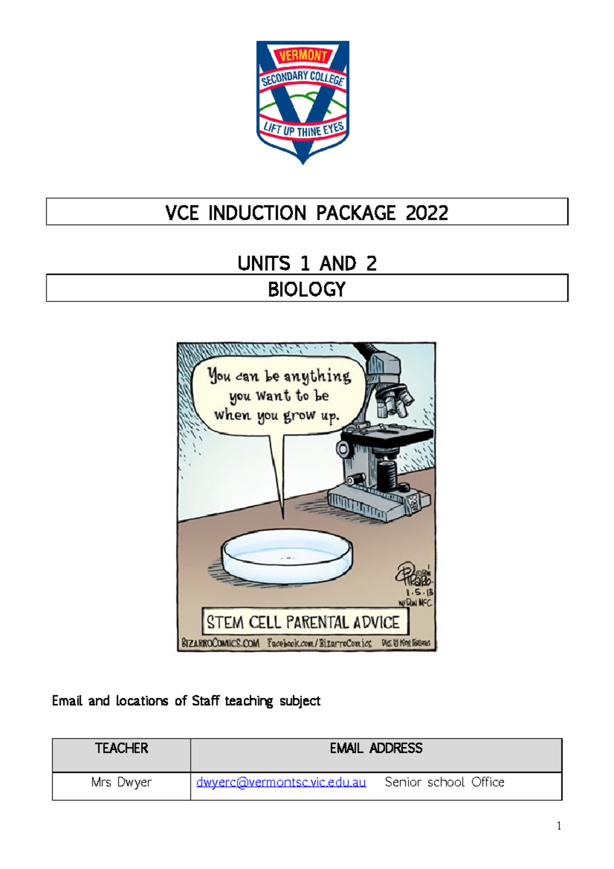 2022 vermont unit 1 2 induction - VCE INDUCTION PACKAGE 202 2 UNITS 1 ...