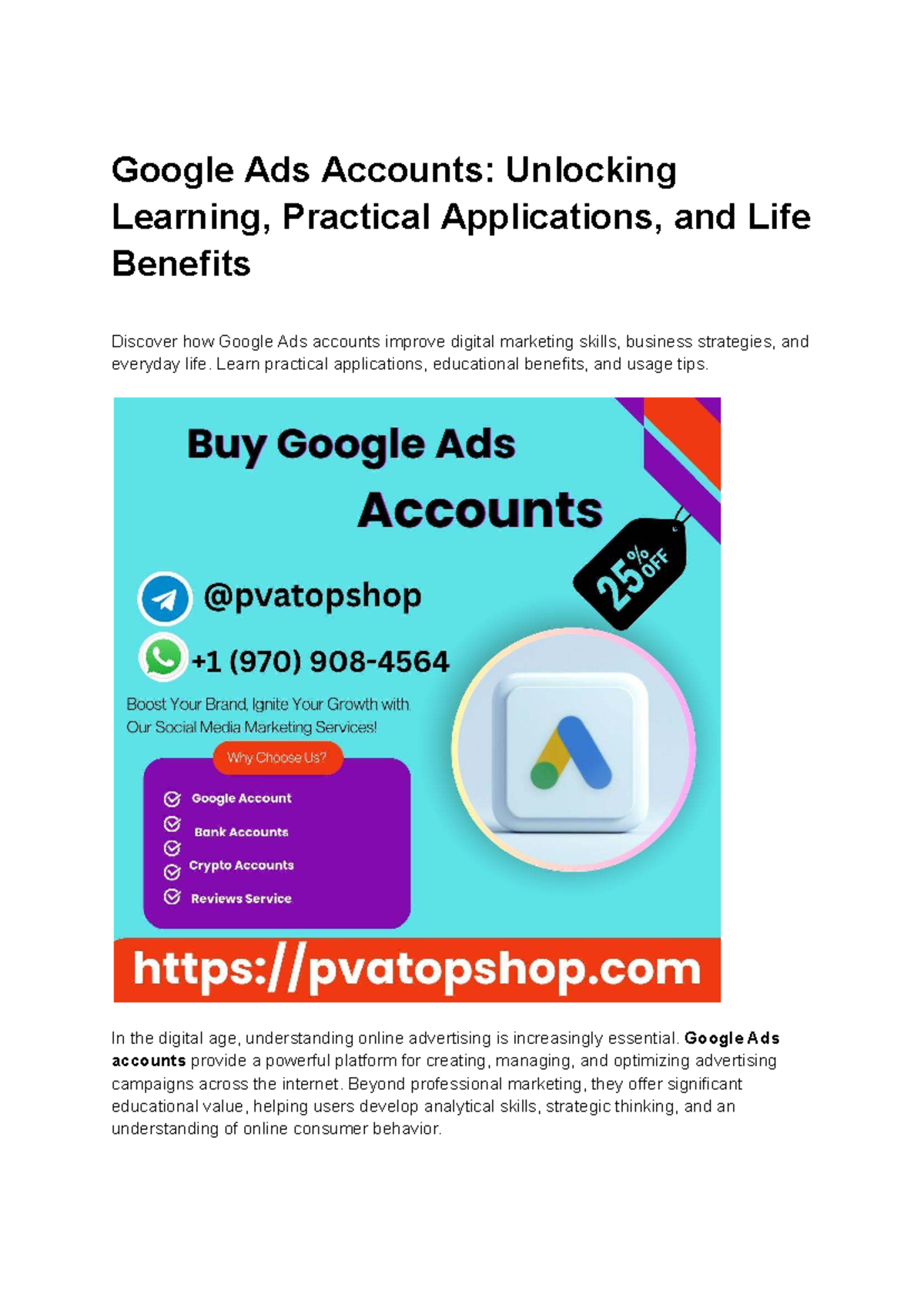 Google Ads Accounts: Practical Applications and Learning Benefits - Studocu