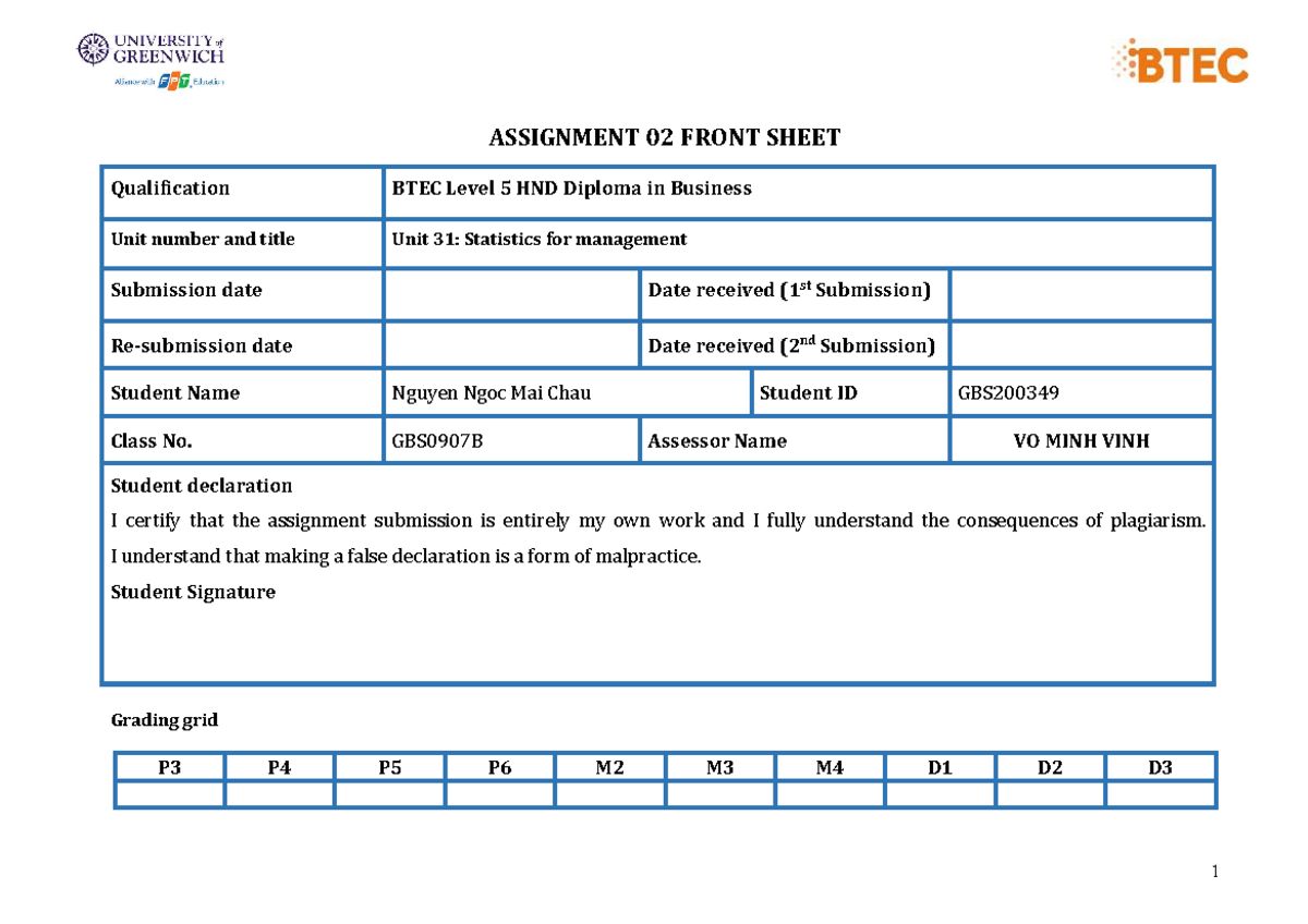ASM2 - 570 - Analysis and Evaluation of Statistical Methods - Studocu