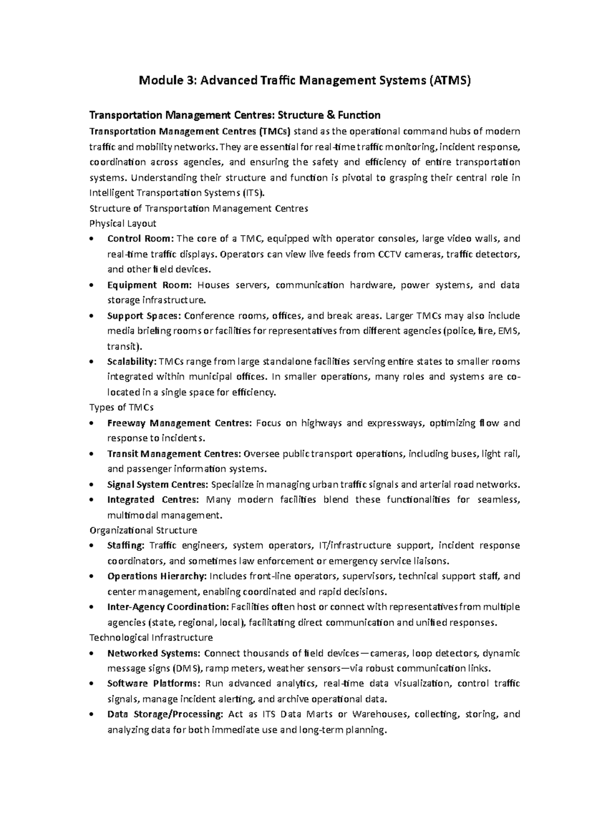 Module 3: Advanced Traffic Management Systems (ATMS) Overview and ...