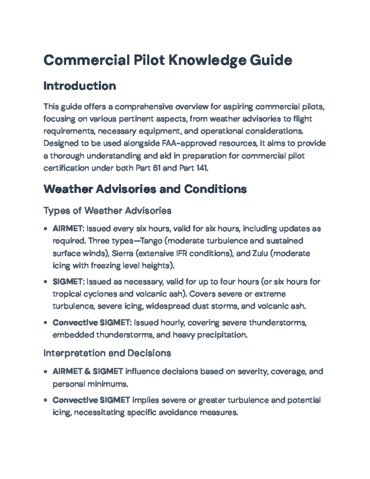 Commercial Pilot Knowledge Guide: Weather, Lessons, and Requirements ...
