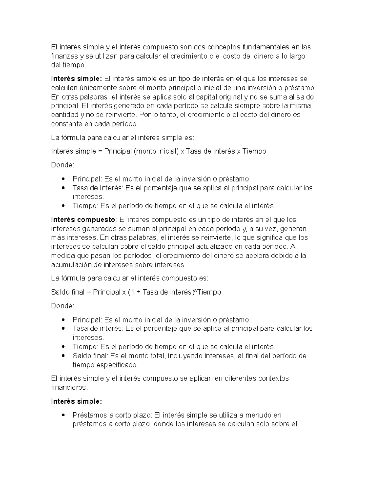 Interés Simple vs Compuesto: Fundamentos Financieros - Studocu