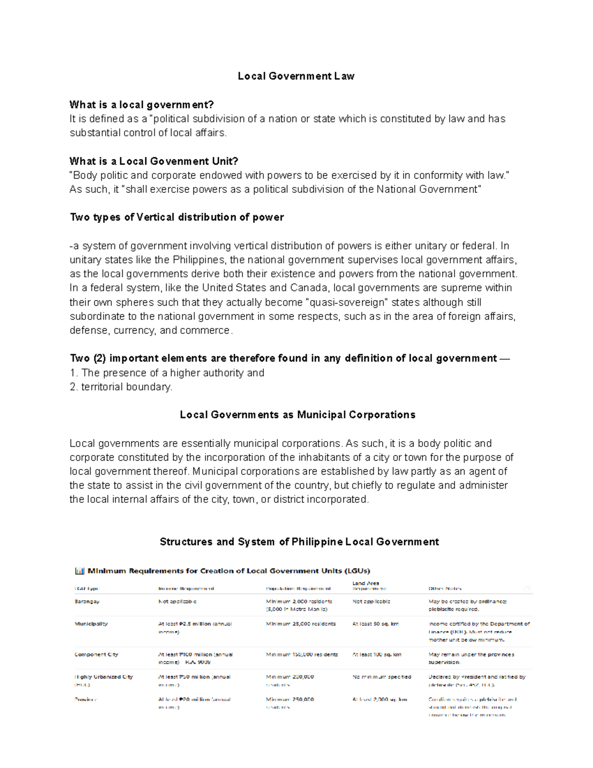 Local Government Law: Understanding Local Government Units and ...