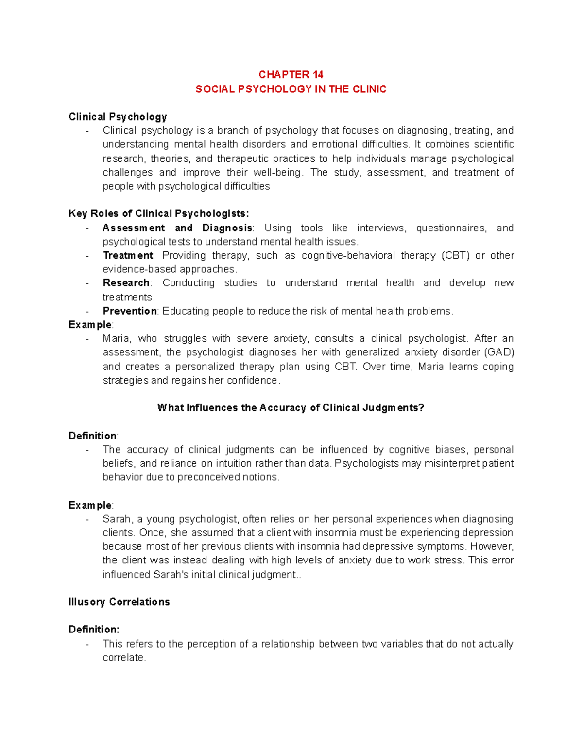 CHAPTER 14: SOCIAL PSYCHOLOGY IN THE CLINIC - Clinical Insights - Studocu