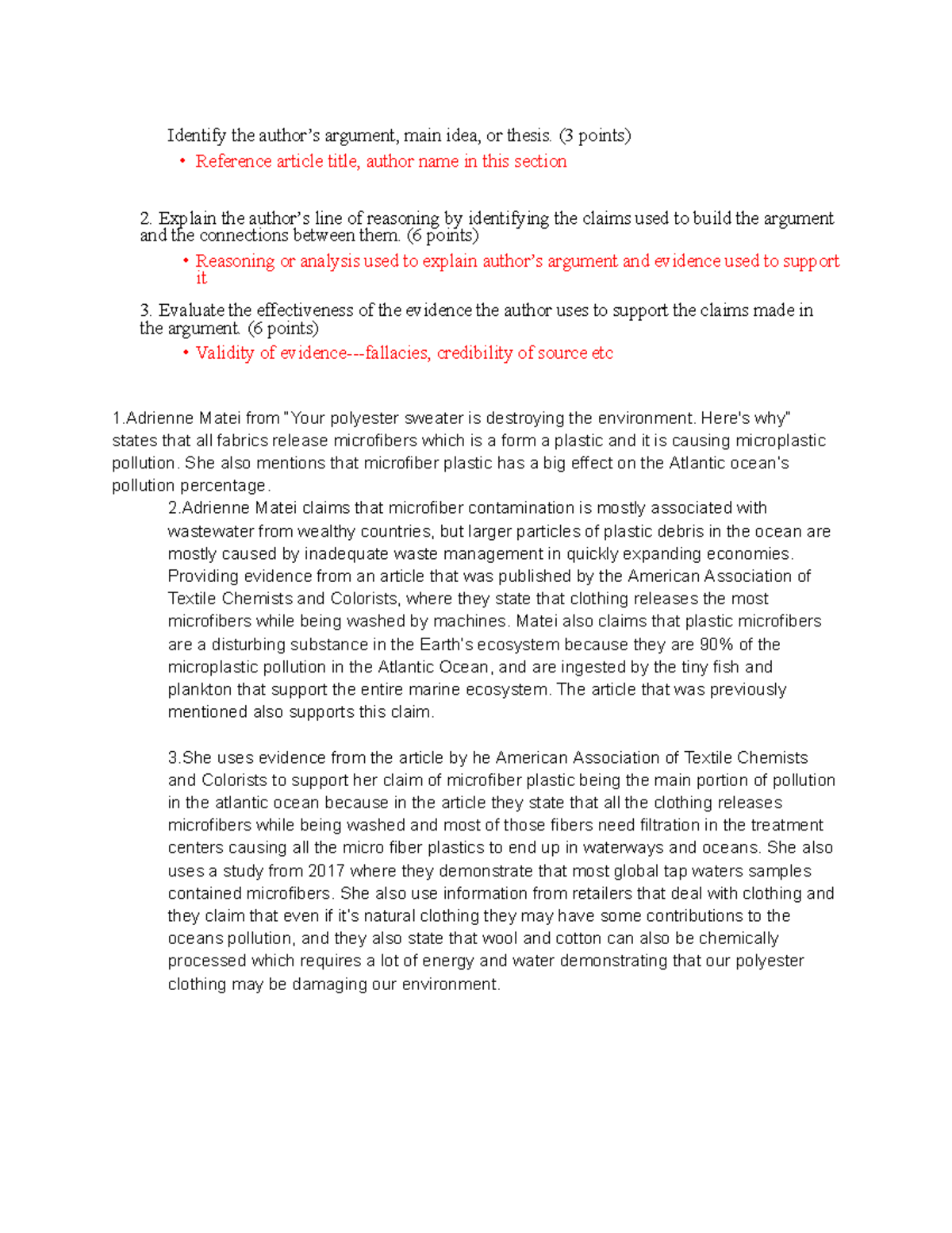Untitled document - none - Identify the author’s argument, main idea, or thesis. (3 points ...