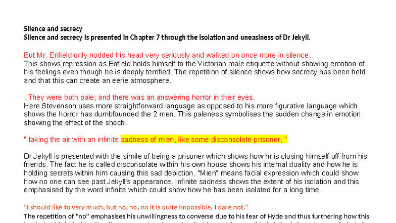 Silence and Secrecy in Jekyll and Hyde: Chapter Analysis (ENG 101 ...