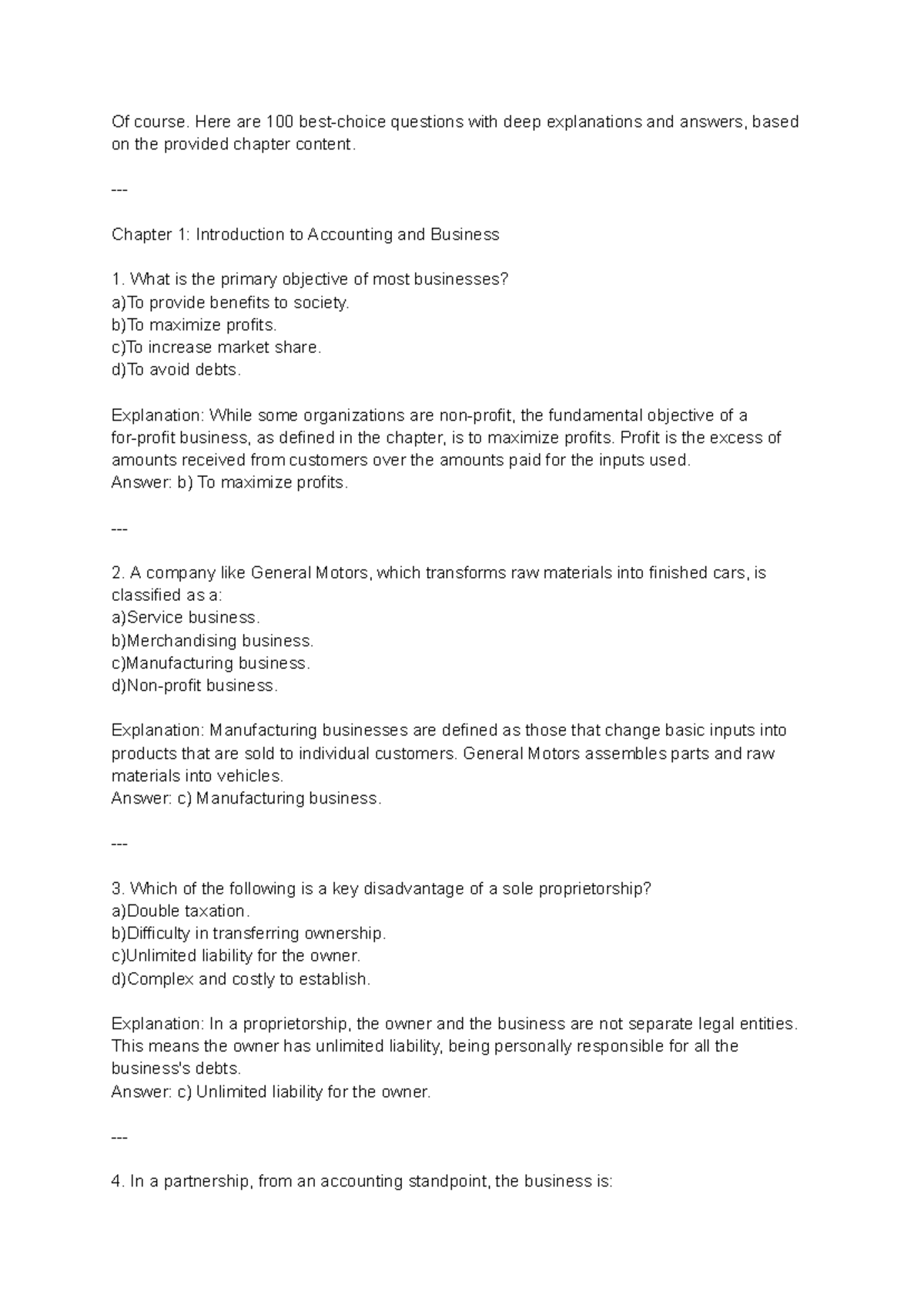 Accounting Questions and Answers: Chapter 1 Overview - Studocu