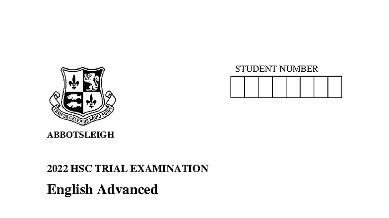 Abbotsleigh 2022 HSC Trial Exam: English Advanced Paper 1 Stimulus ...