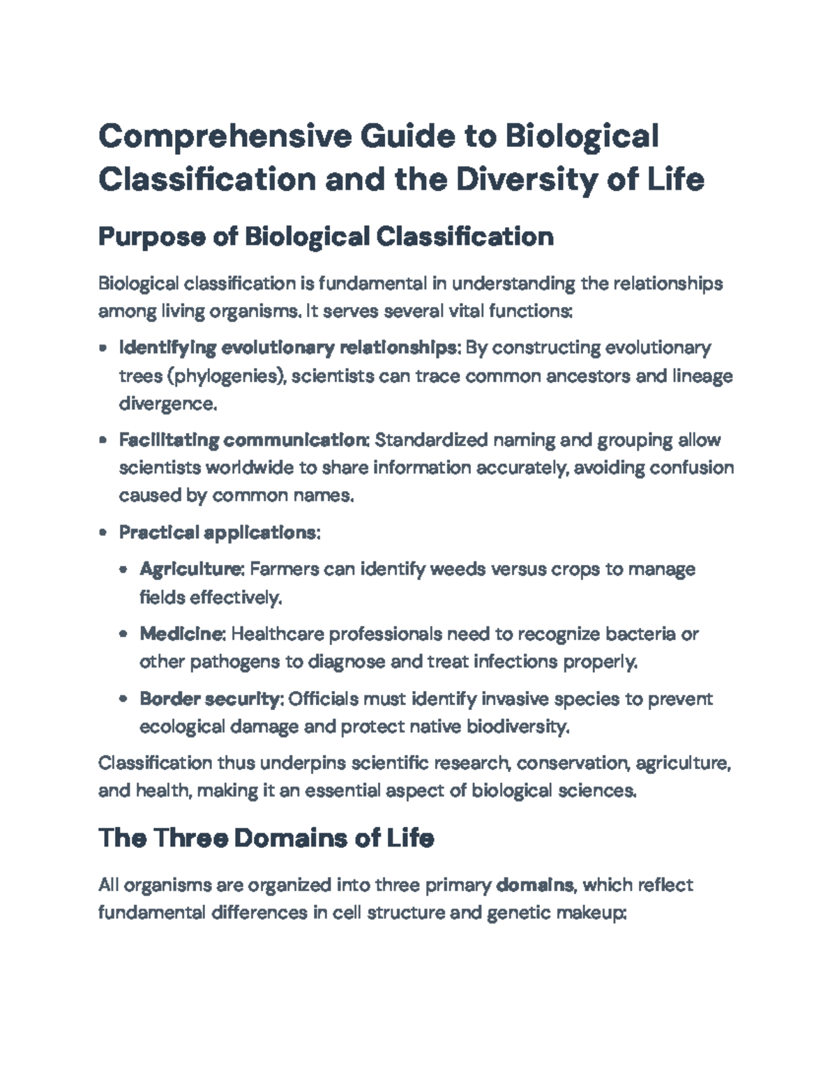 Comprehensive Guide to Biological Classification (BIO 101) - Studocu