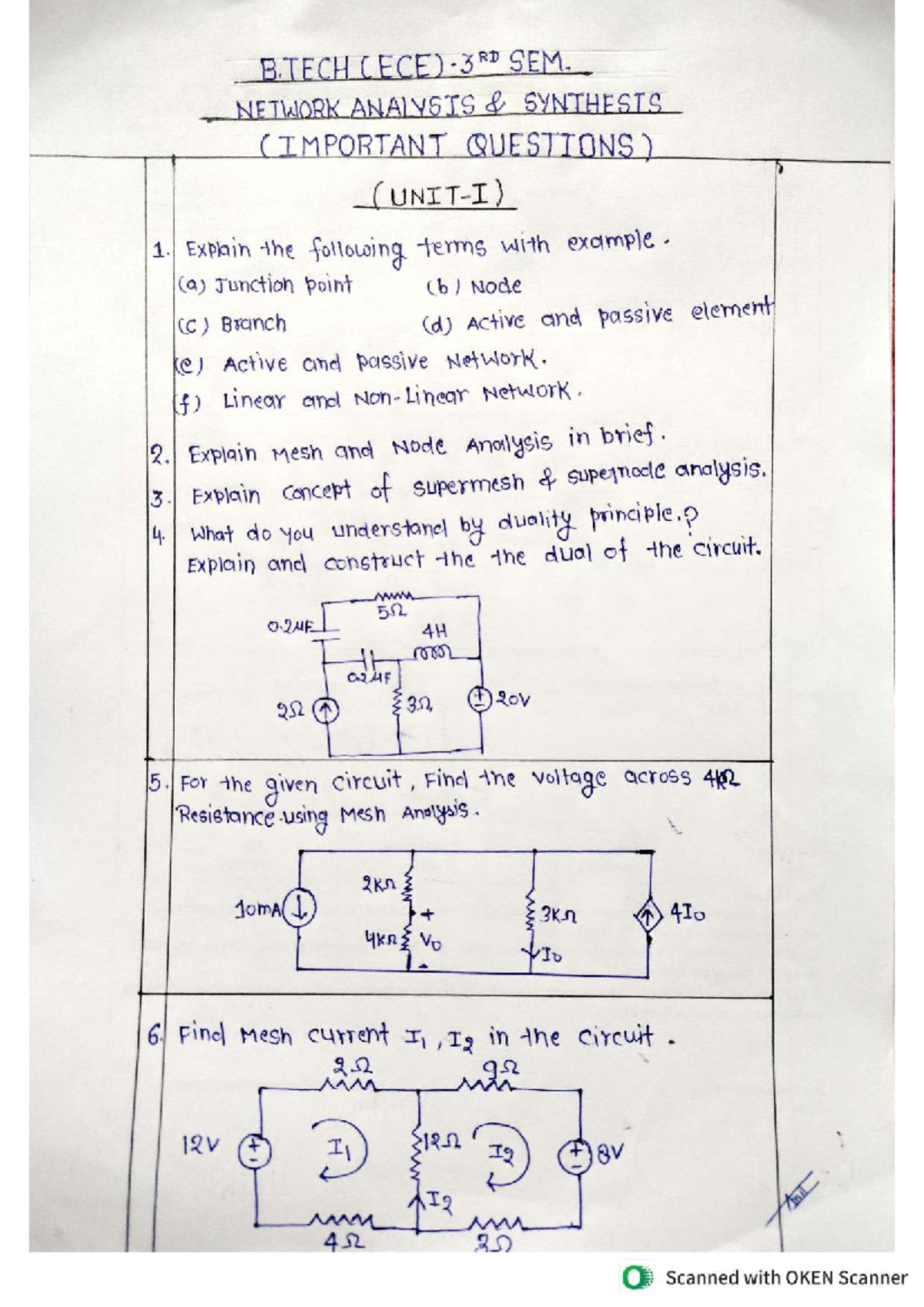 NAS (ECE 3RD SEM) Important Questions on Network Analysis & Synthesis ...