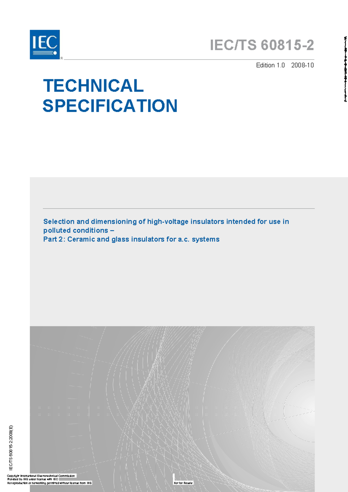 TS IEC 60815-2: Technical Specification for Insulators in Polluted ...