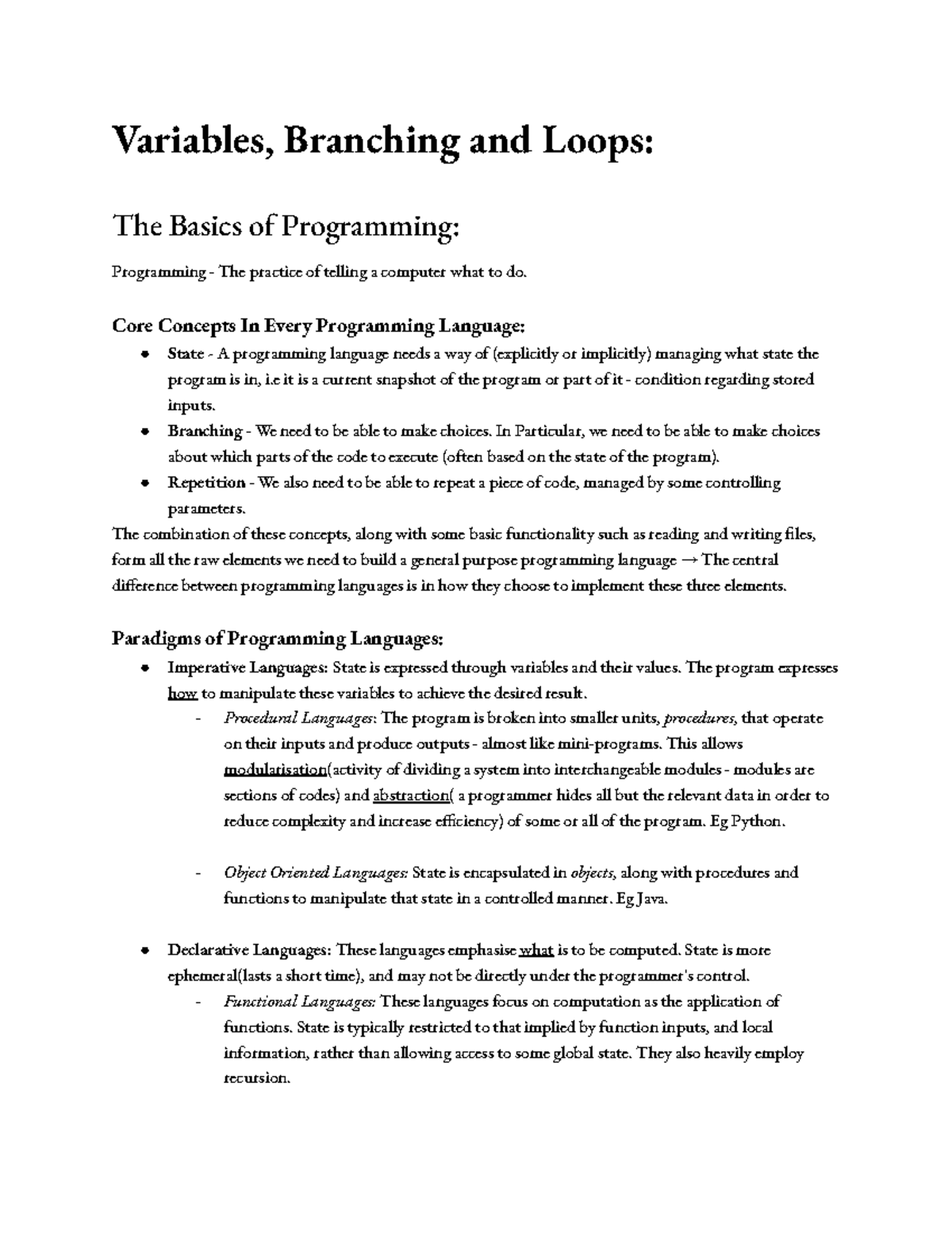Programming 1 - Full Notes: Variables, Branching, and Loops Explained ...