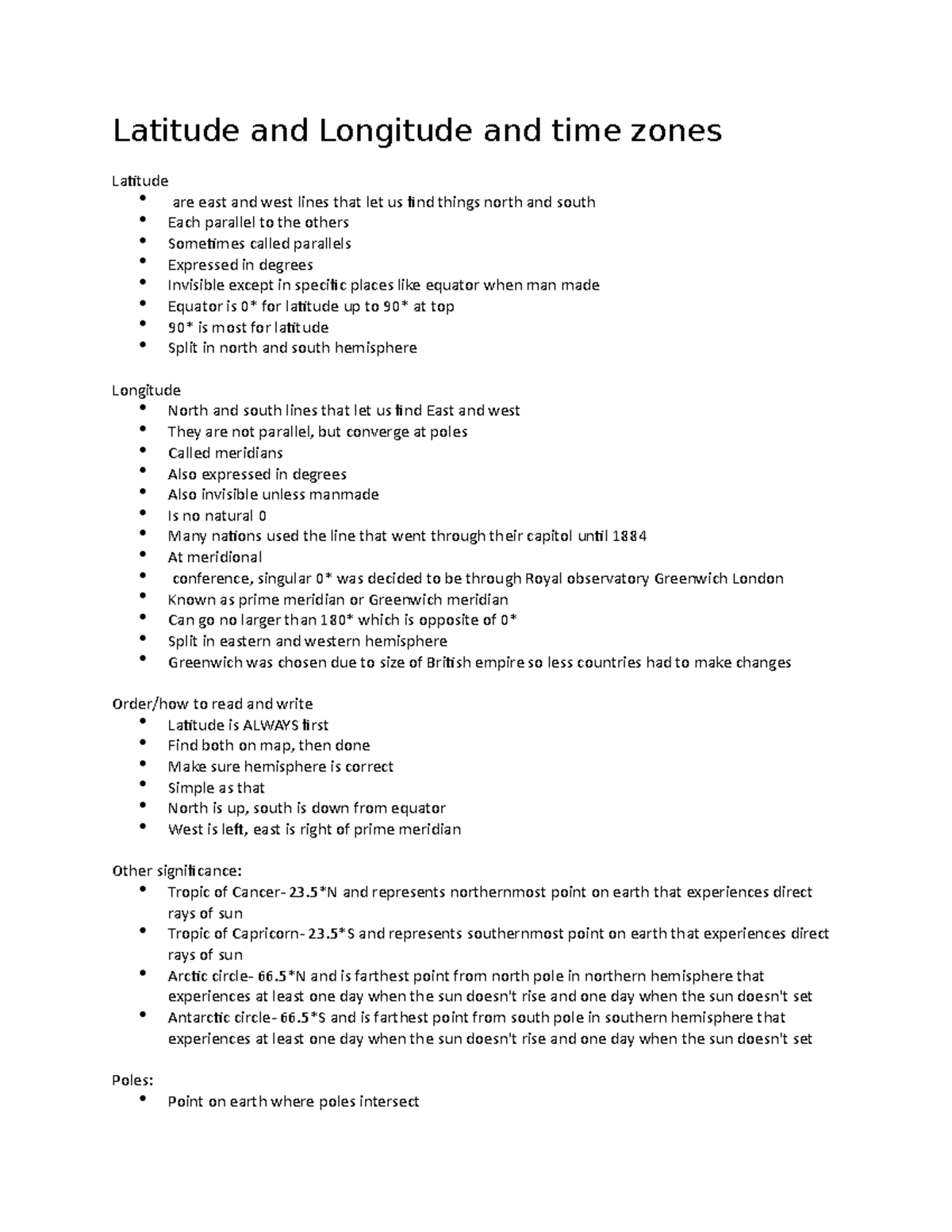Geo Notes 4 - Latitude and Longitude and time zones Latitude are east ...