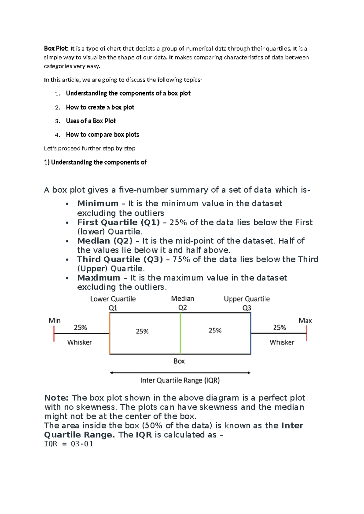 Box Plot Analysis: Understanding Construction & Comparison - Studocu
