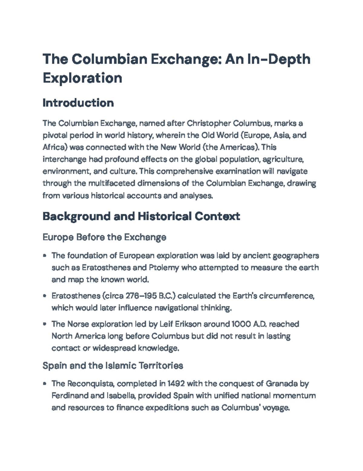 The Columbian Exchange: Historical Exploration and Global Impact ...
