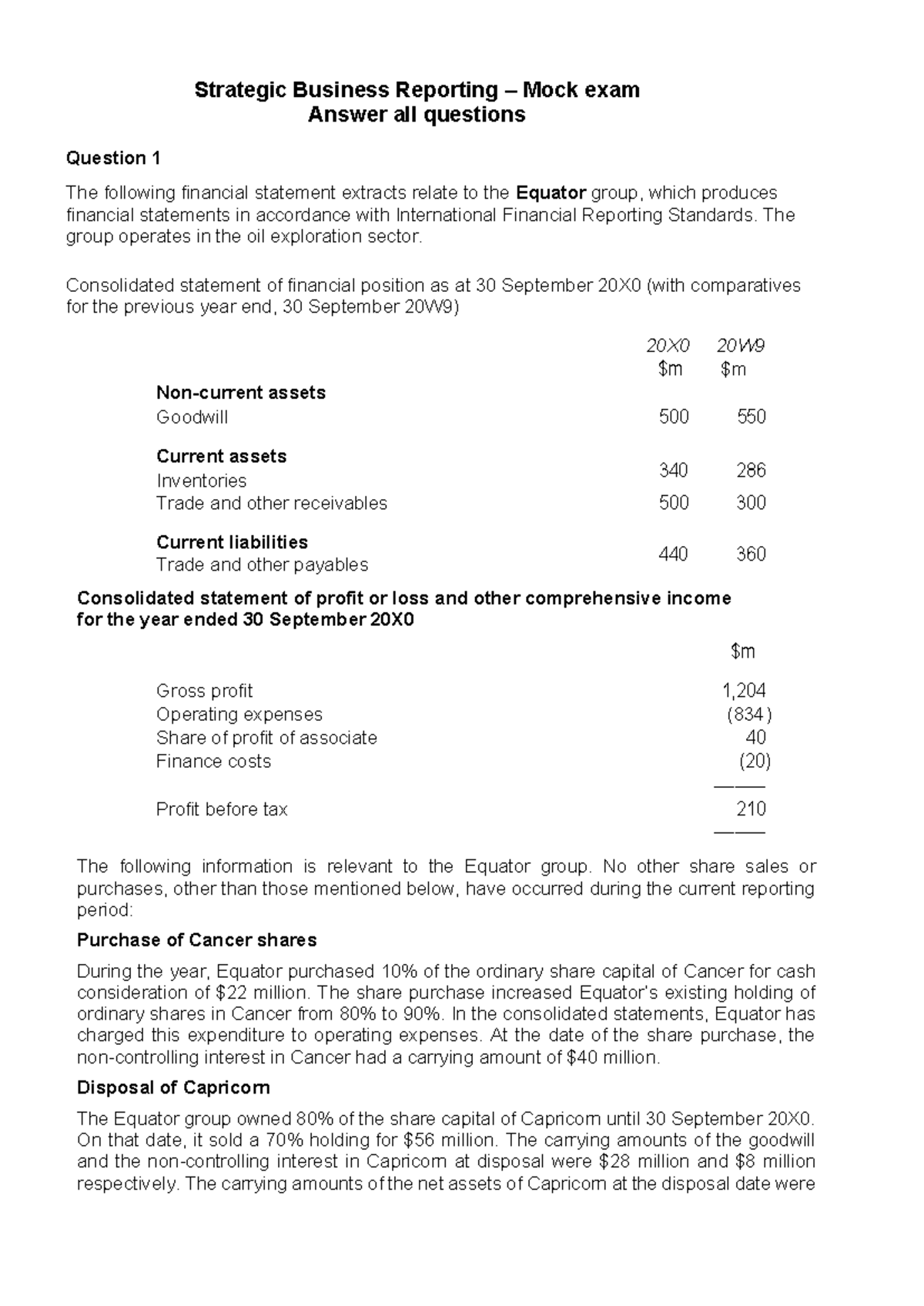 Strategic Business Reporting Mock Exam Analysis and Solutions - Studocu