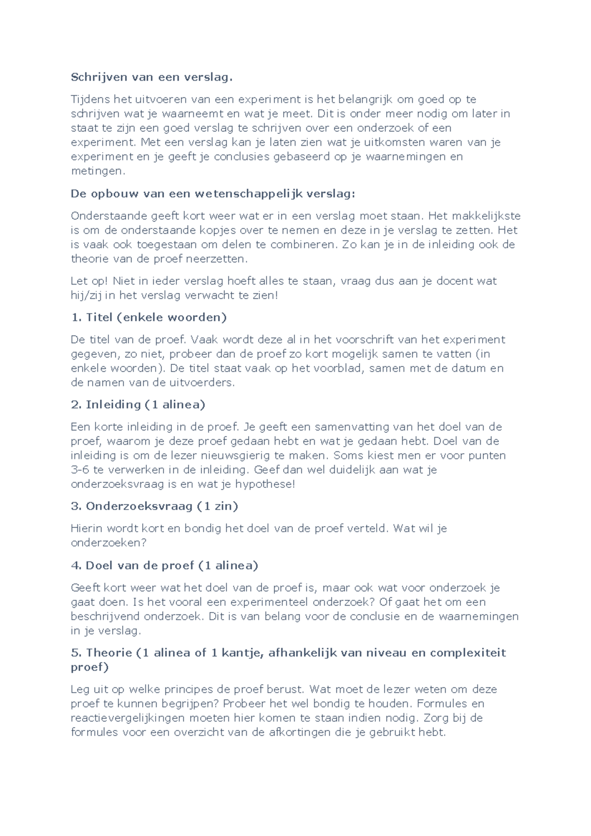 VWO 3 - P1 Wetenschappelijk Verslag: Opbouw en Inhoud Uitleg - Studeersnel