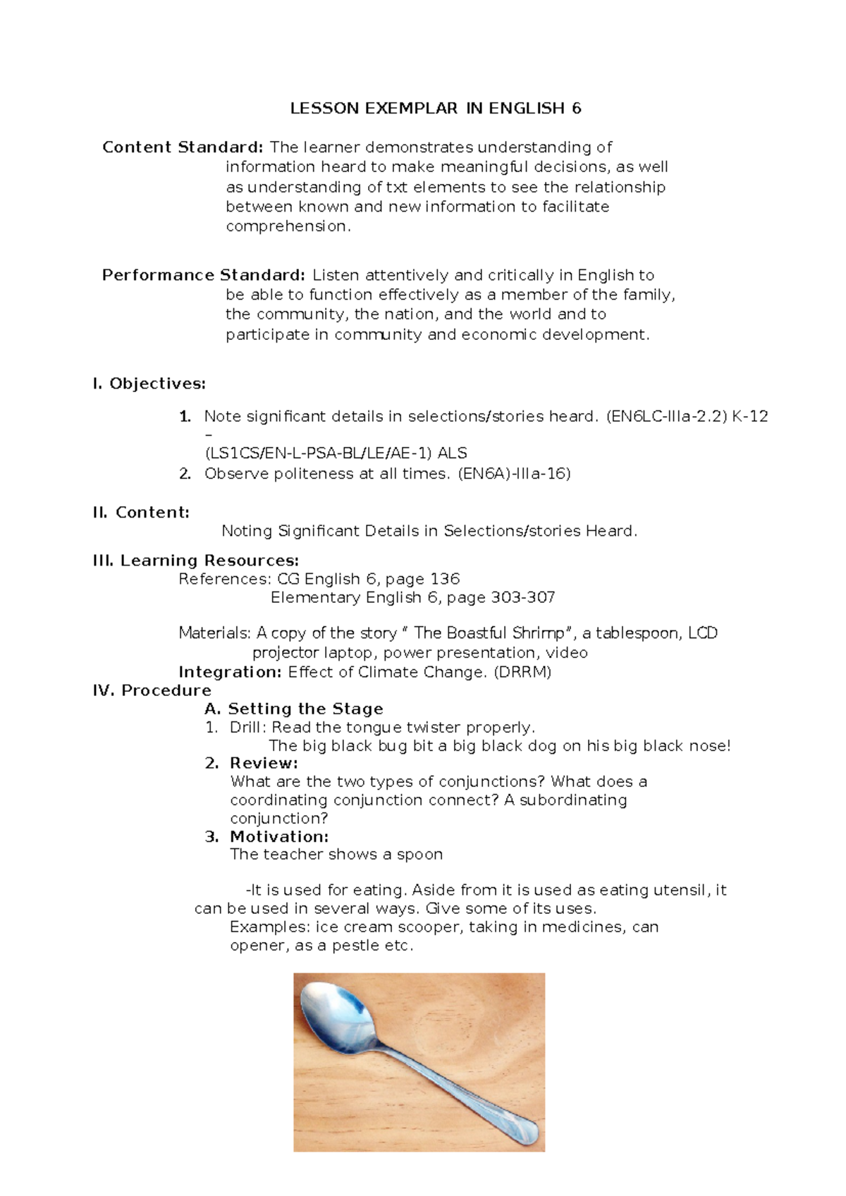 Lesson Plan: Noting Significant Details in English 6 (EN6LC-IIIa-2 ...