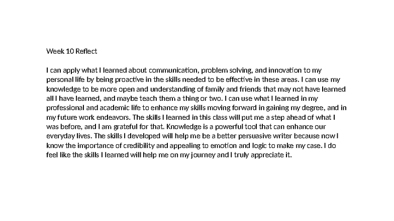 Week 10 Reflection: Applying Communication & Problem-Solving Skills ...