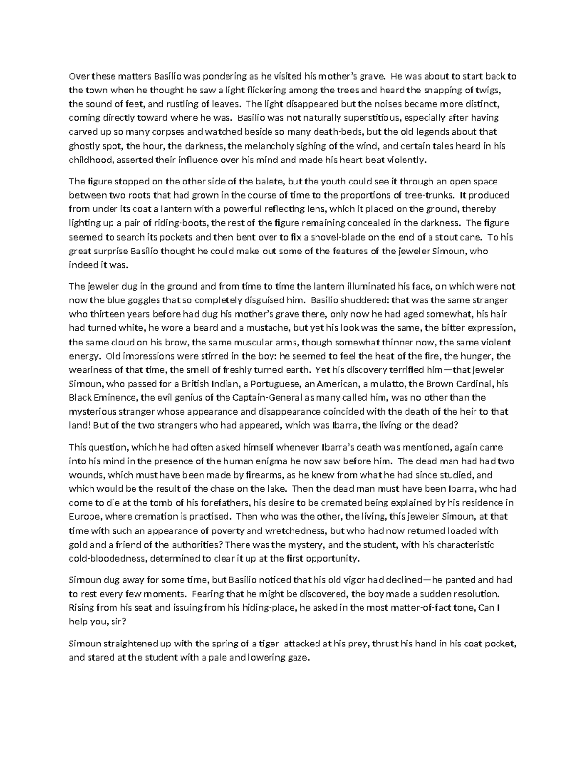 Chapter 7: El Filibusterismo - Basilio's Encounter with Simoun - Studocu