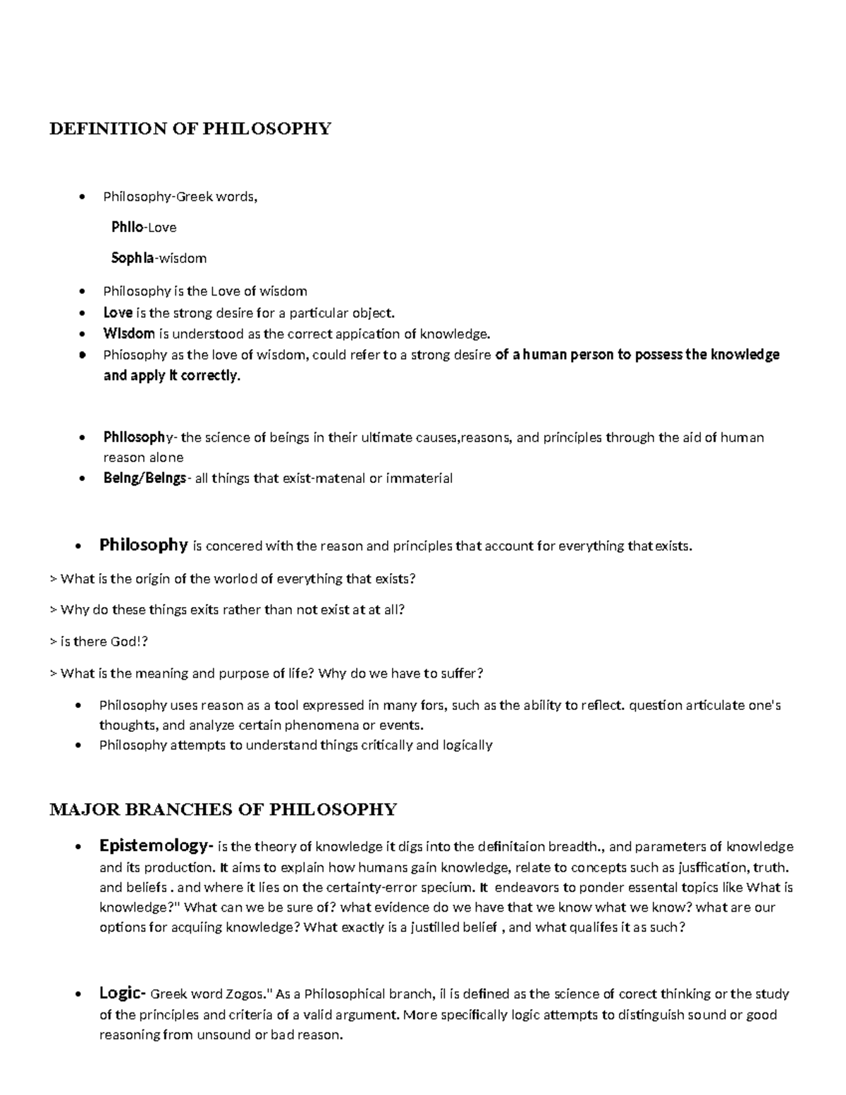 Definition OF Philosophy - DEFINITION OF PHILOSOPHY Philosophy-Greek ...