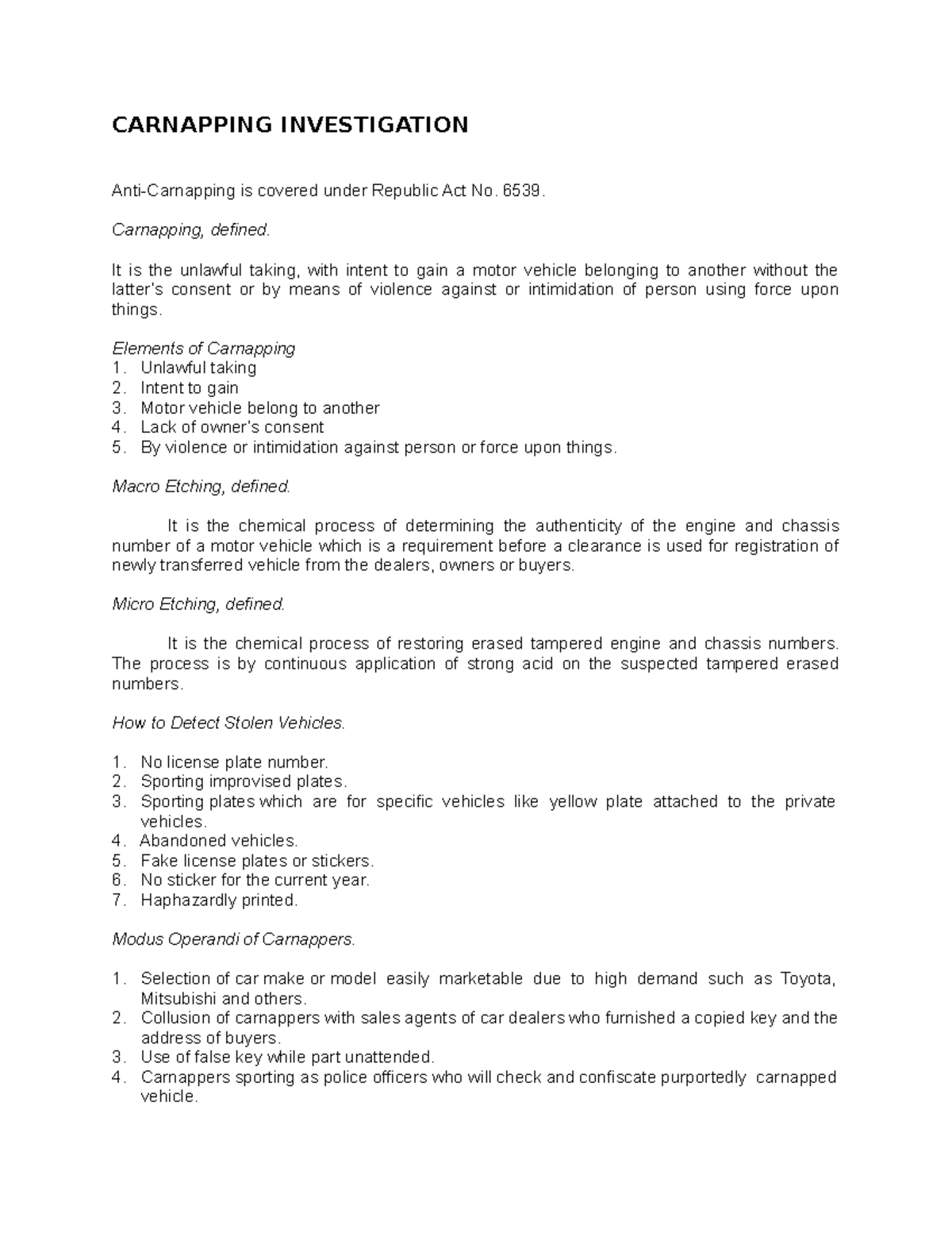 SCI-Carnapping - Easy access to my files - CARNAPPING INVESTIGATION ...