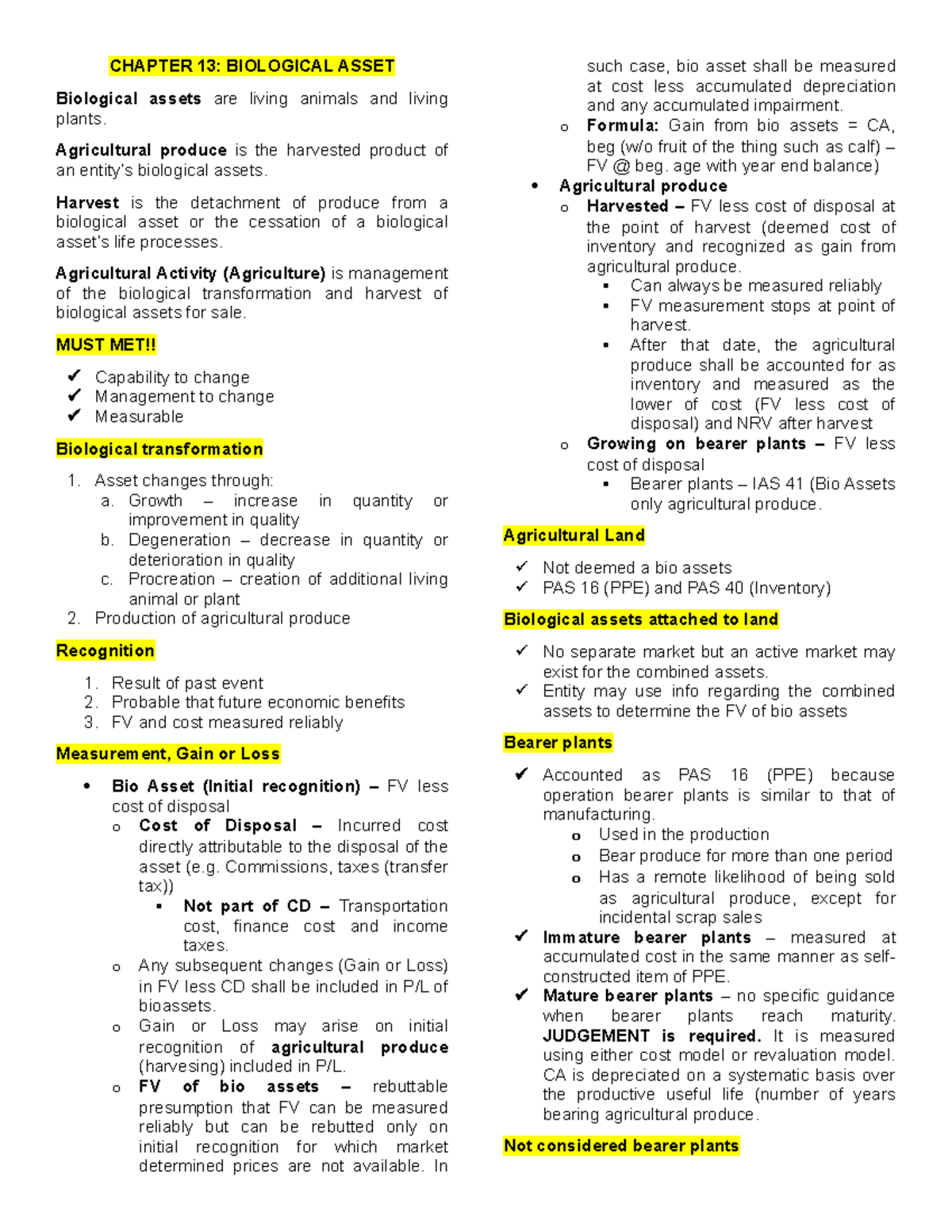 BIO 101: Chapter 13 Notes on Biological Assets and Measurement - Studocu