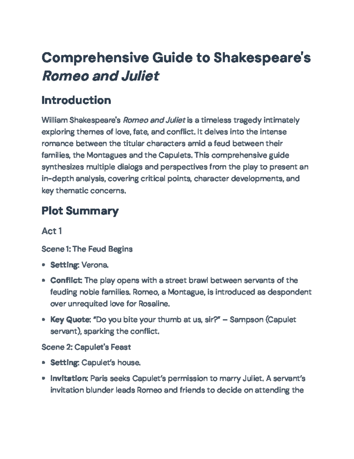 Analytical Guide to Shakespeare's Romeo and Juliet (ENG 101) - Studocu