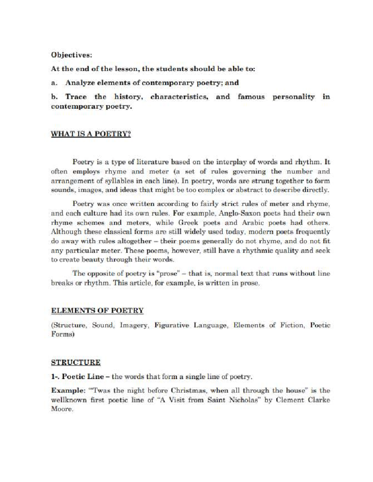 Reporting-Topic-5: Key Elements of Contemporary Poetry - Studocu