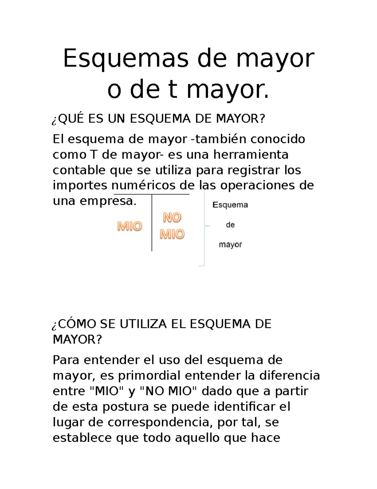Esquemas de Mayor y T Mayor: Conceptos y Aplicaciones Contables - Studocu