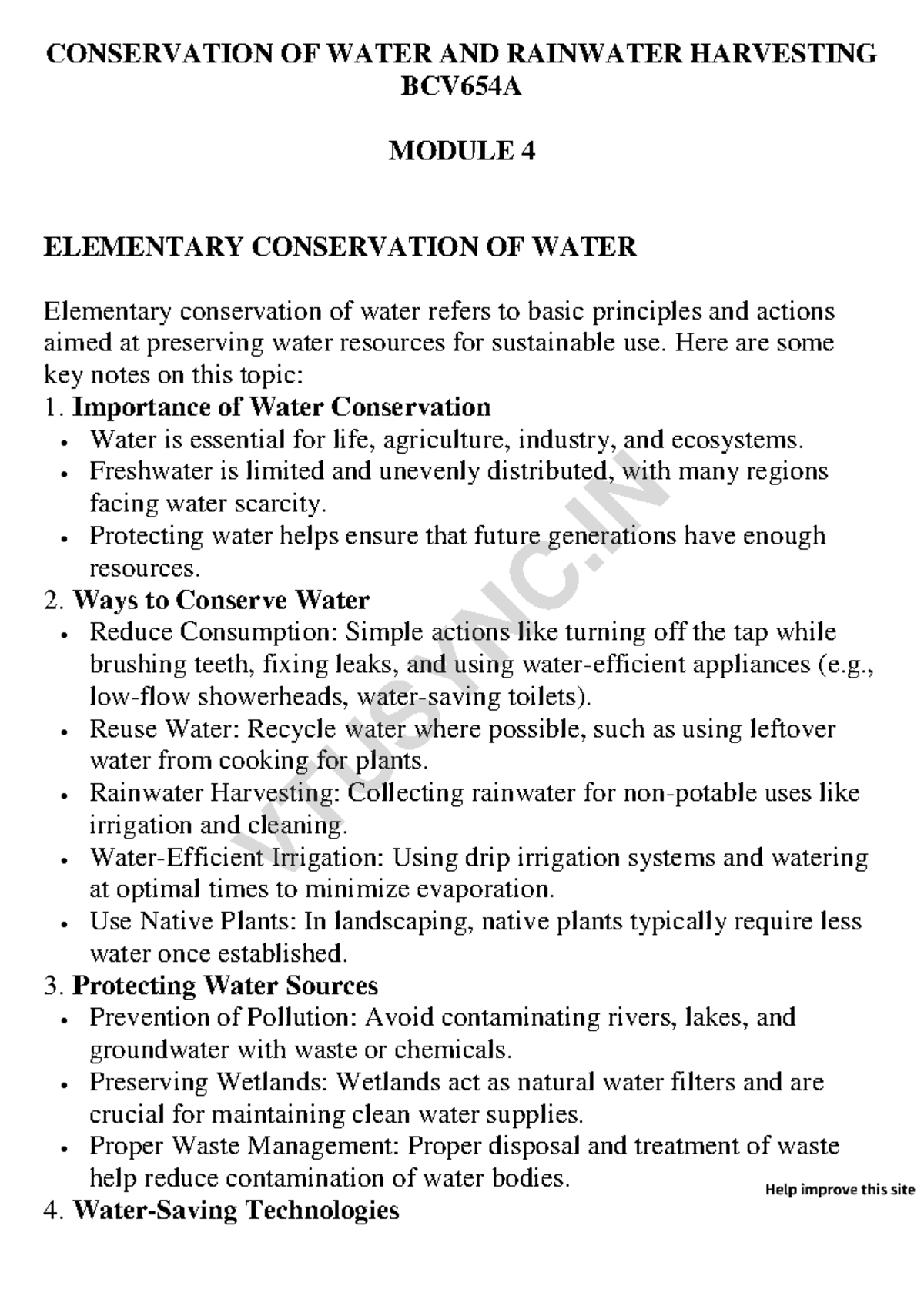 Water Conservation & Rainwater Harvesting Strategies (BCV654A) Module 4 ...