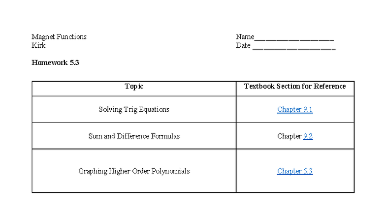 Trigonometric Equations & Polynomial Graphing Exercises (Math 101 ...