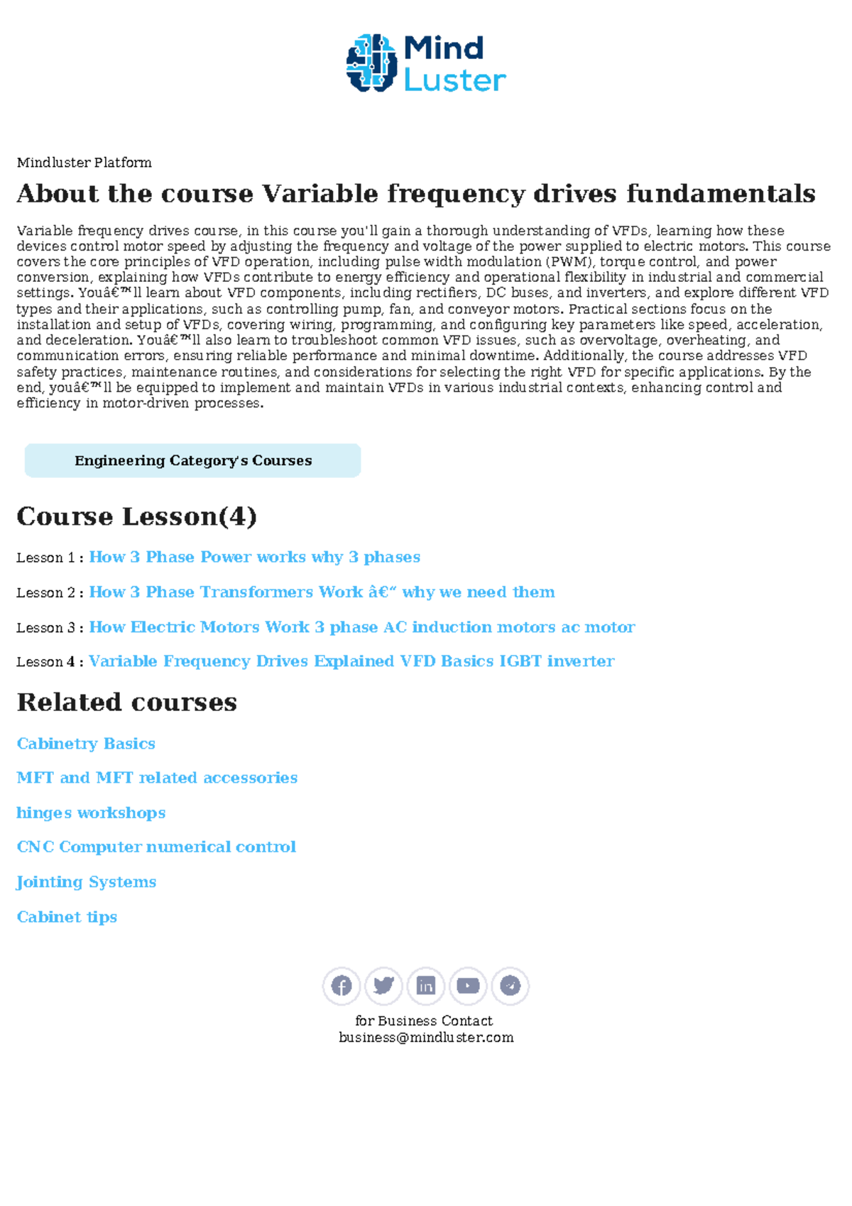 Variable frequency drives fundamentals Course Content - Mindluster ...