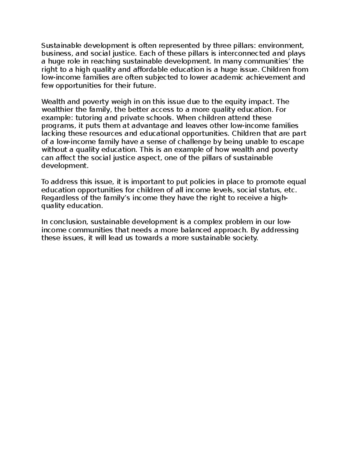 IDS 6-1 Discussion: The Interconnection of Education and Sustainability ...