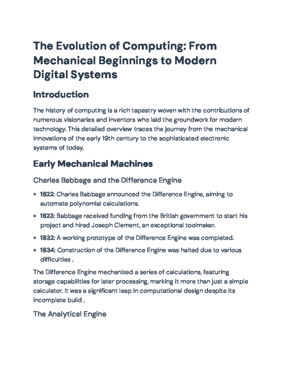 The Evolution of Computing: From Mechanical Machines to Digital Systems ...