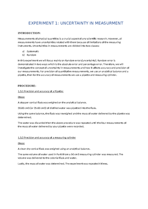 CH101 LAB Report 2 - Experiment 2 - CH101 LAB REPORT EXPERIMENT 2: THE ...